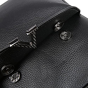 Iswee Vintage Leather Backpack Purse for Women Shoulder Bag Bookbag Purse Anti Theft Casual Daypack Backpacks Travel Bags Crossbody Backpack (Black Top Grain Leather)