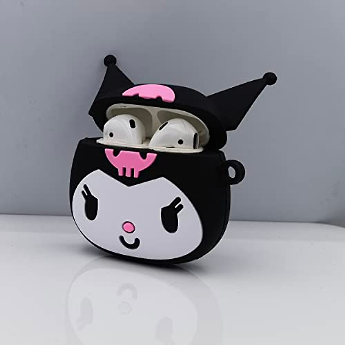 Cute Kurom Case for Airpods 2nd/1st, Soft Silicone Anime Designed Funny 3D Cartoon Character Airpods Case with Lanyard Keychain Protective Cover for Women Girls Teens Boys Air pods case