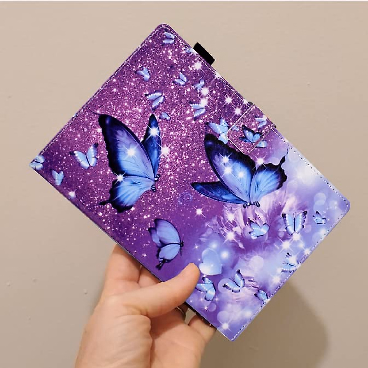 Case for Kindle Fire HD 10 Tablet & Fire HD 10 Plus (13th/11th Generation 2023 2021 Release) Cover Case, Funut Premium PU Leather Stand Folio Cover with Auto Wake/Sleep, Purple Butterfly