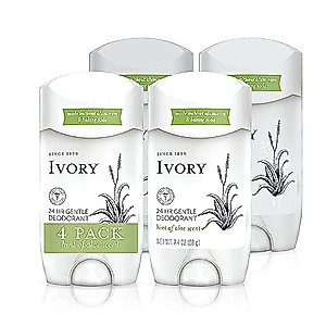 Ivory Deodorant, Hint of Aloe, Made without Aluminum and Baking Soda, 2.4 oz, Pack of 4