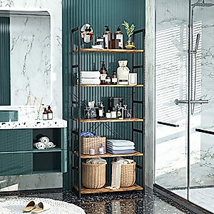 NUMENN 5 Tier Bookshelf, Tall Bookcase Shelf Storage Organizer, Modern Book Shelf for Bedroom, Living Room and Home Office, Vintage