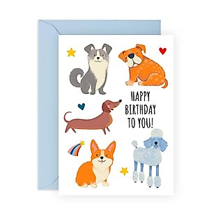 CENTRAL 23 Dog Birthday Cards for Men and Women - Fur Mom Dad Greeting Cards - Pet Owner Gifts for Him Her - Cute Doggos Animals - Comes with Fun Stickers
