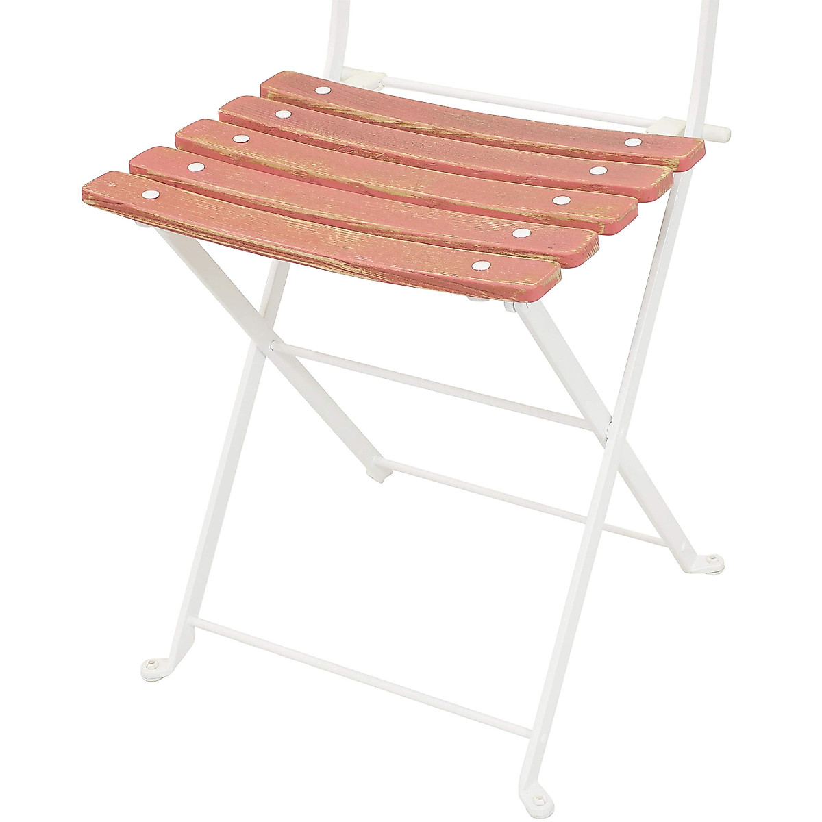 Sunnydaze Classic Cafe European Chestnut Wooden Folding Bistro Chair - Indoor or Outdoor Use on Patio, Deck, Balcony or Camping - Antique Pink - Set of 4