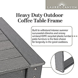 LAUREL CANYON Outdoor Coffee Table HDPE Recycled Plastic Patio Porch, Yard, Park, Lawn, Slate Grey