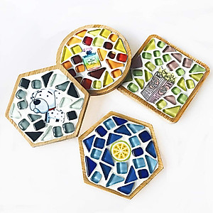 twelves 4pcs Square Coaster Base for Crafts Adult Kids DIY Mosaic Supplies Housewarming Birthday Gift