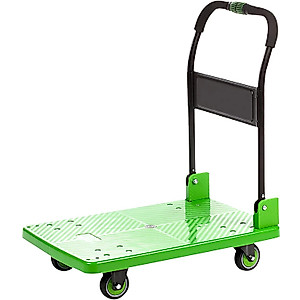Platform Truck Platform Truck with 4 Wheels Flat Handtruck Metal Flatbed Cart Capacity Folding Push Cart Load 396lb-730lb Moving Dolly Cart Reliable