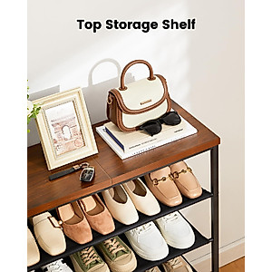 Pipishell 5-Tier Shoe Rack, Large Shoe Stand Rack with Sturdy Wood Grain Finish Top Shelf & Steel Frame, Free-Standing Shoe Organizer for Entryway,Front Door Entrance,Closet,Bedroom,Hallway