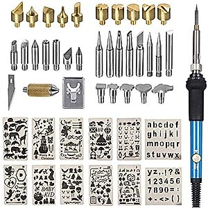 Wood Burning Kit, Wood Burning Tool Adjustable Temperature Woodburning Pyrography Pen Kit for Adults 46 Pcs