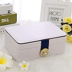 ZZYINH AN207 Double Layer Portable Travel Jewelry Watch Box with Mirror Leather Display Organizer Storage Case for Earrings Necklace Ring Small Jewelry (Color : White)