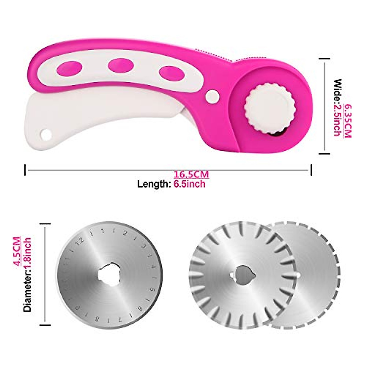 45mm Rotary Cutter Set, AGPtEK Pink Rotary Cutter with 7 Replacement Rotary Blades, Rotary Blades & Safety Lock for Precise Cutting, Ideal for Sewing Fabric Leather Quilting & More