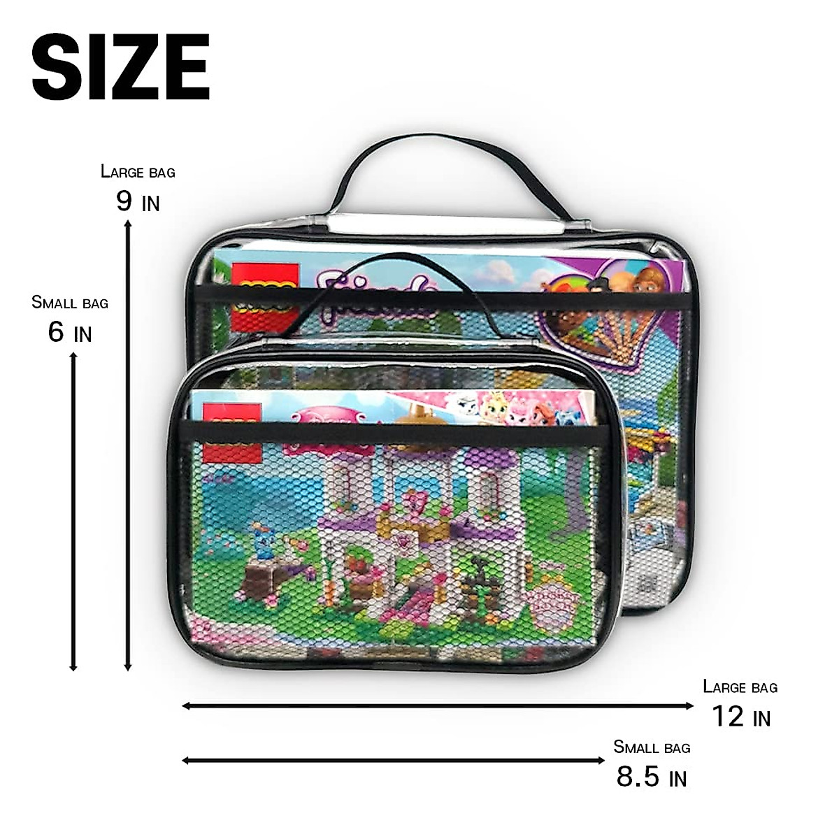 Holay 4 Packs PVC Zippered Blocks Set, Toy, Clay Storage Organizer Case (Name Tag, Manual Pocket) (4 Large)