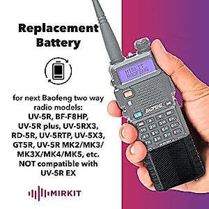 MIRKIT 2pc BAOFENG BL-5 3800mAh Extended Batteries Compatible with UV-5R BF-8HP UV-5RX3 RD-5R UV-5RTP UV-5R+, UV-5X3, Extended Rechargeable Battery Radio USA