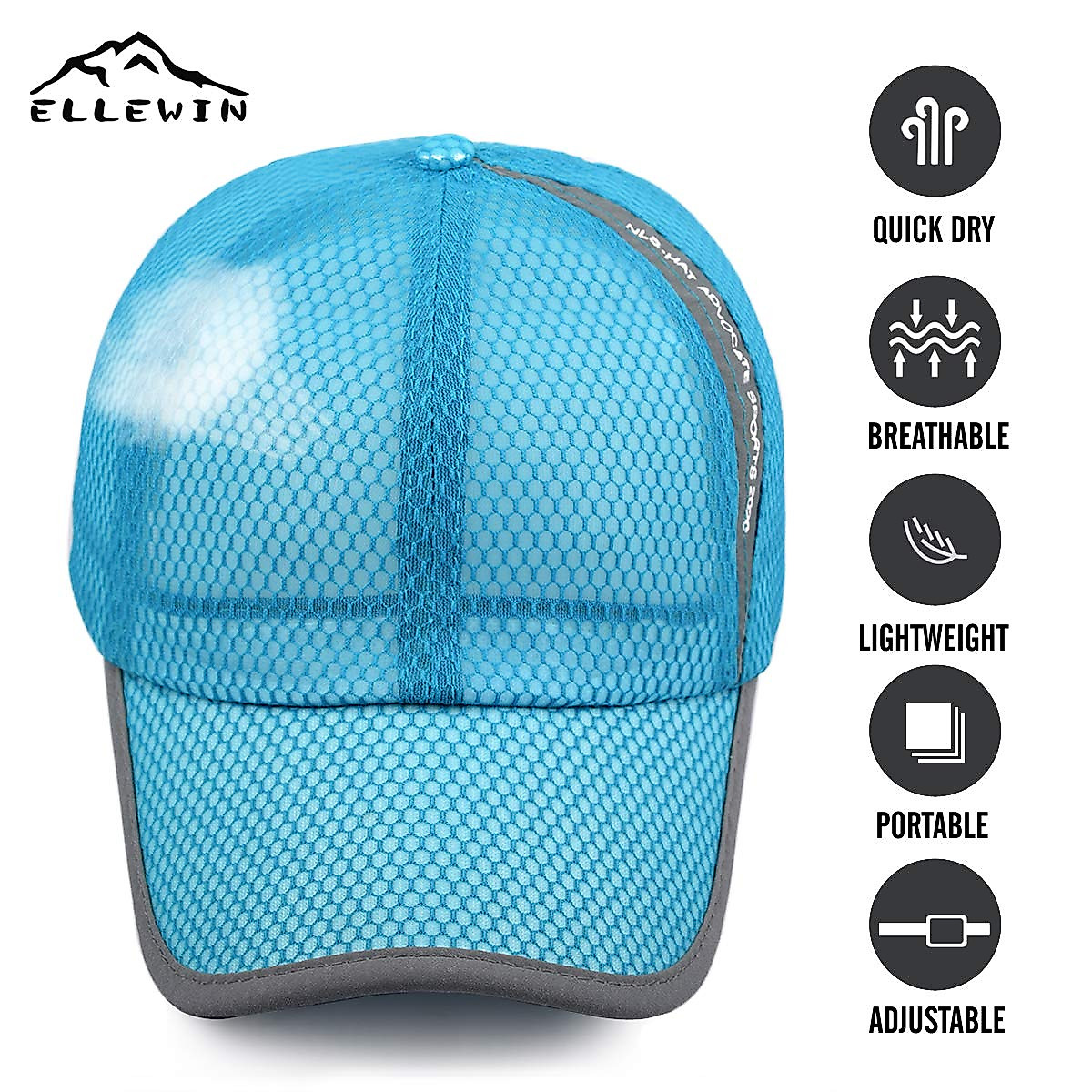 ELLEWIN Unisex Breathable Full Mesh Baseball Cap Quick Dry Running hat Lightweight Cooling Water Sports Hat