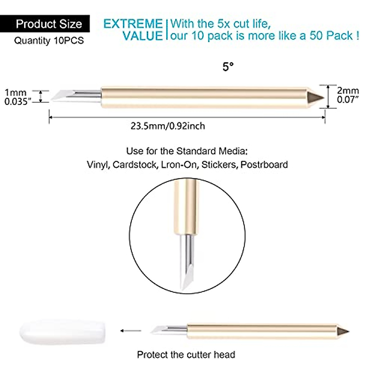 10 PCS Premium Fine Point Blade, AUNKZL Replacement Blades Compatible with ExploreAir/Air 2/Air 3/Maker/Maker 3/Expression Cutting Machines