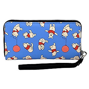 Disney Wallet Wristlet Zip Clutch Faux Leather (Winnie the Pooh Blue)