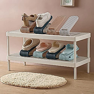 ZANBANG Shoe Slots Organizer,10 Pack Detachable and Adjustable Shoe Stacker for Closet Organization ZML-288 (Grey White)