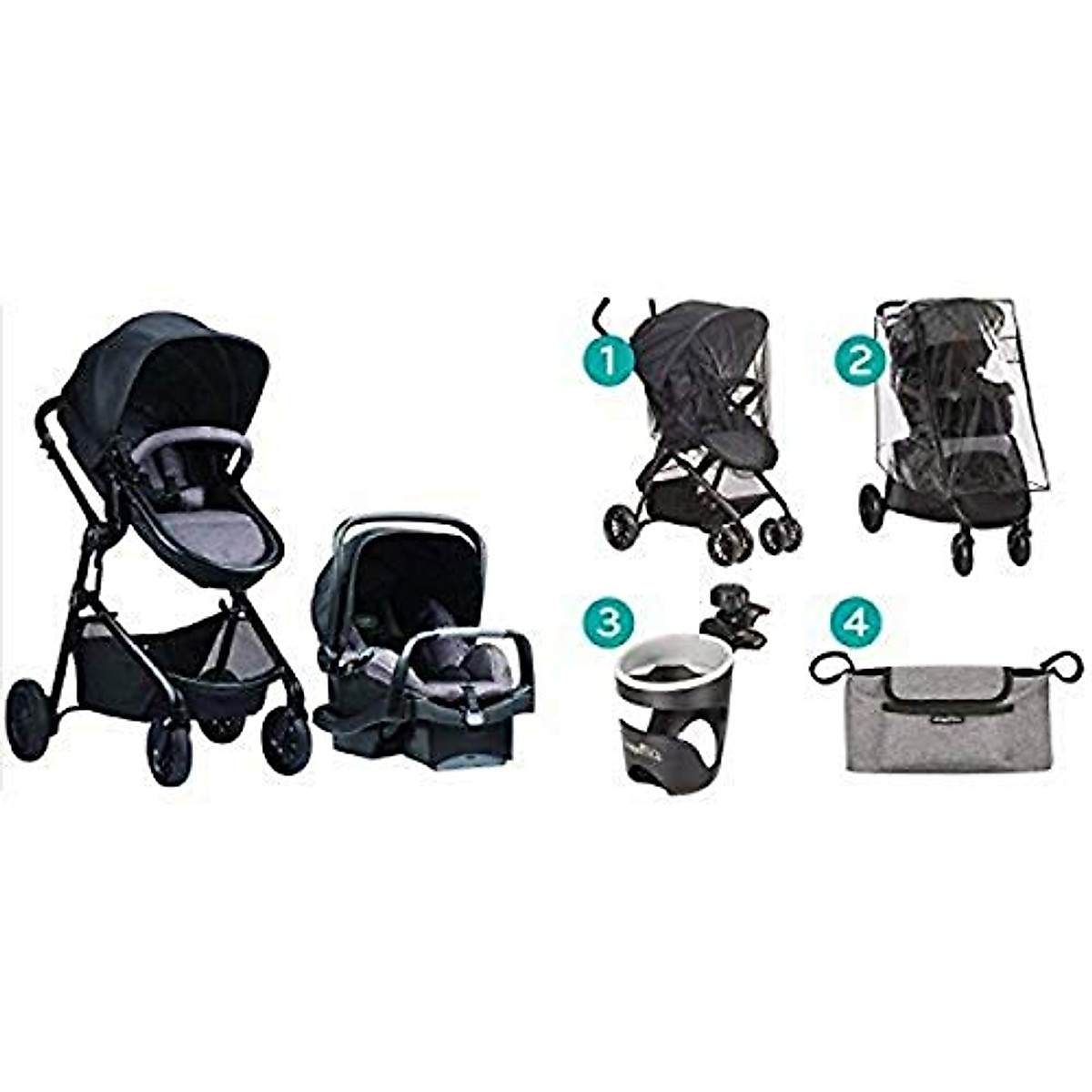 Evenflo Pivot Modular Travel System with Stroller Accessories Starter Kit
