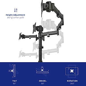 VIVO Triple Monitor Adjustable Heavy Duty Mount, Articulating Stand for 3 LCD Screens up to 24 inches STAND-V003M