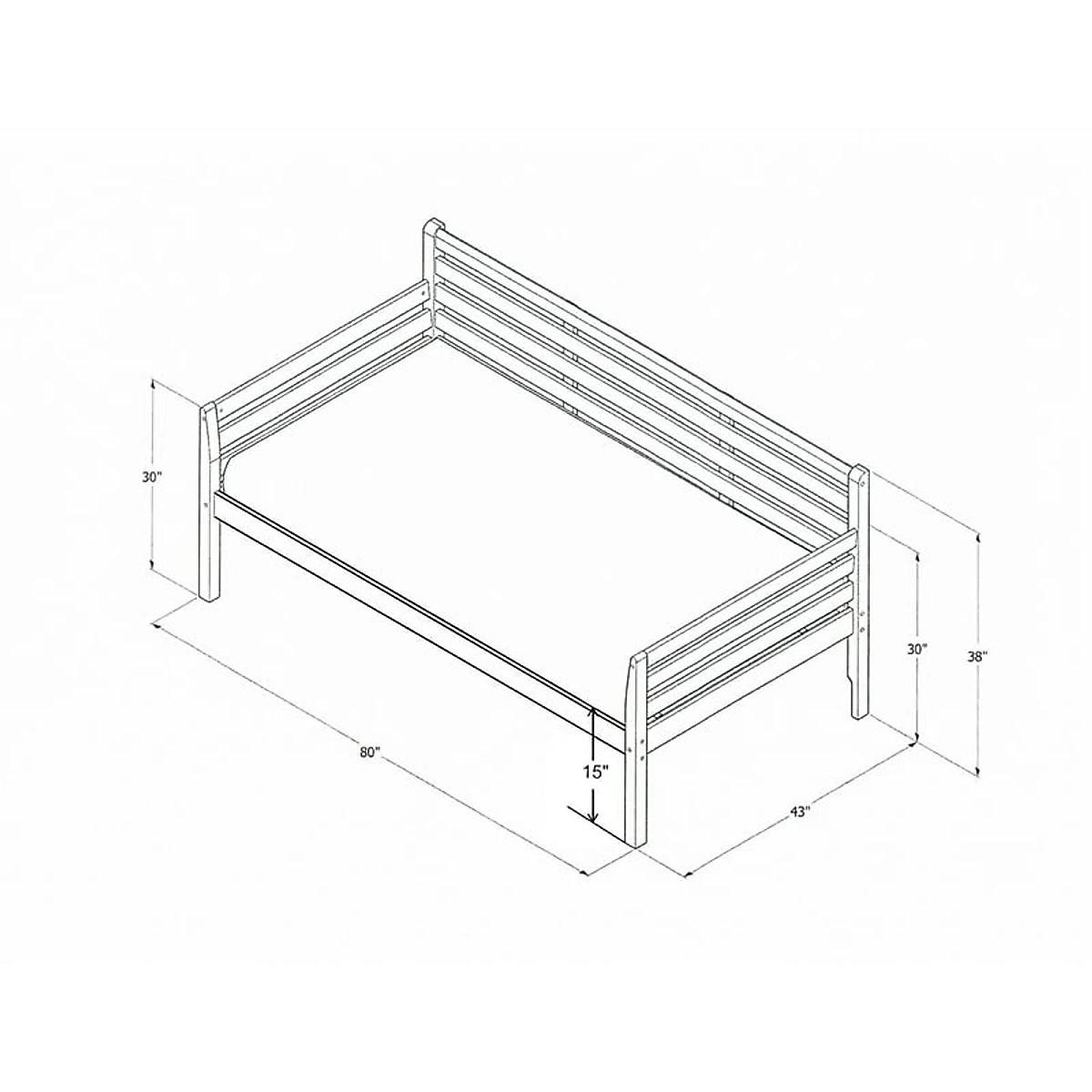 Kodiak Furniture Boho Wood Daybed with Pop Up Trundle in Walnut Brown Finish