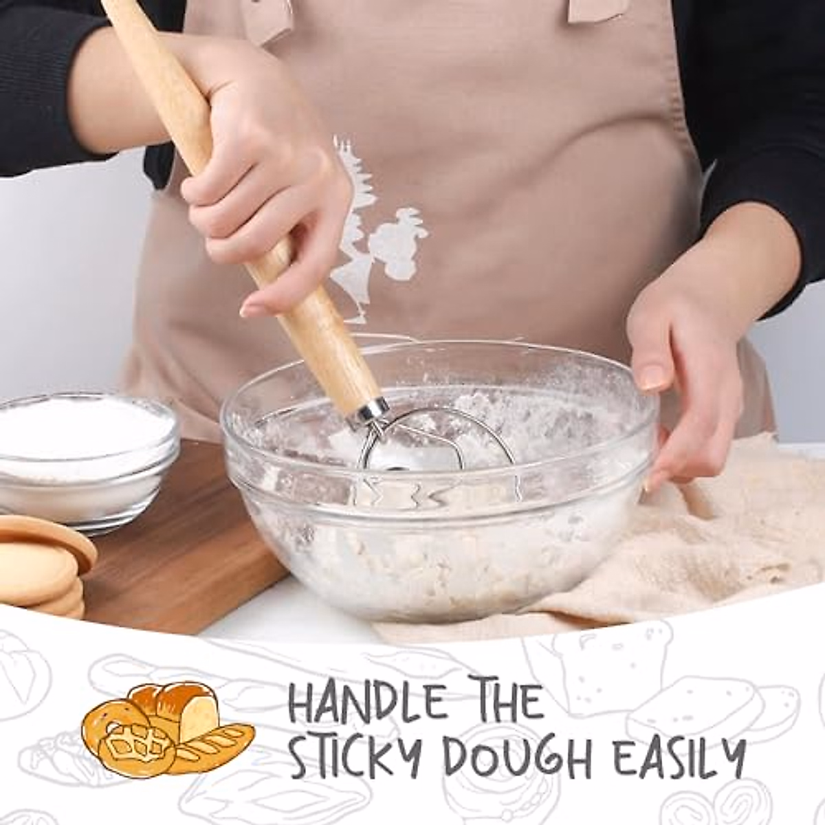 DOYOLLA Bread Proofing Baskets Set of 2, 10 inch Oval & 8.5 inch Round Dough Proofing Bowls w/Liners Perfect for Sourdough Bread Baking, Bakers Baking, Gifts for Bakers, Bread Making Kit