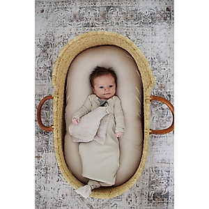 Marlowe & Co Knotted Newborn Baby Gown, Ultra Soft Knotted Sleeper Gown for Baby Boy and Girl (Natural, 0-3 Months)