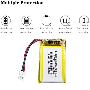 Liter Energy Battery 3.7V Lipo Battery 600mAh Rechargeable Lithium ion Polymer Battery 602540 Lithium Polymer ion Battery with JST Connector