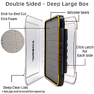 JIGBOX Deep Fishing Jig Organizer Large, Double Sided, Waterproof, Holds Your Larger Jigs, Various Styles of Jig Heads and More, Buck Tails, Weed Jigs, Jigs with Swim Baits, Micro Jigs