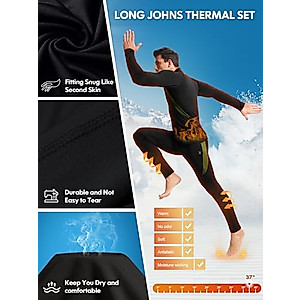 romision Turtle Neck Long Johns Thermal Underwear for Men Fleece Base Layer Cold Weather Top and Bottom Set Hunting Gear