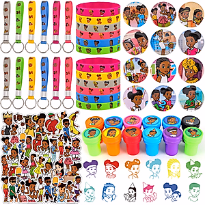 98PCS Birthday Party Decorations, Birthday Party Supplies, Party Favor Corner Include 12 Bracelets,12 Button Pins, 12 Keychain, 12 seal,50 Stickers for Classroom Rewards,Birthday Party Gift
