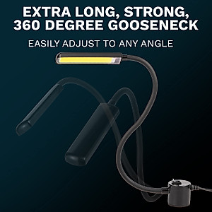 FAJ Magnetic 12-Inches Flexible Gooseneck Arm Multifunctional Worklight, Bright Daylight LEDs Sewing Machines, Lathes, Drill Presses, Workbenches, Music Stands (2 Pack 60 LED with 4 Discs)