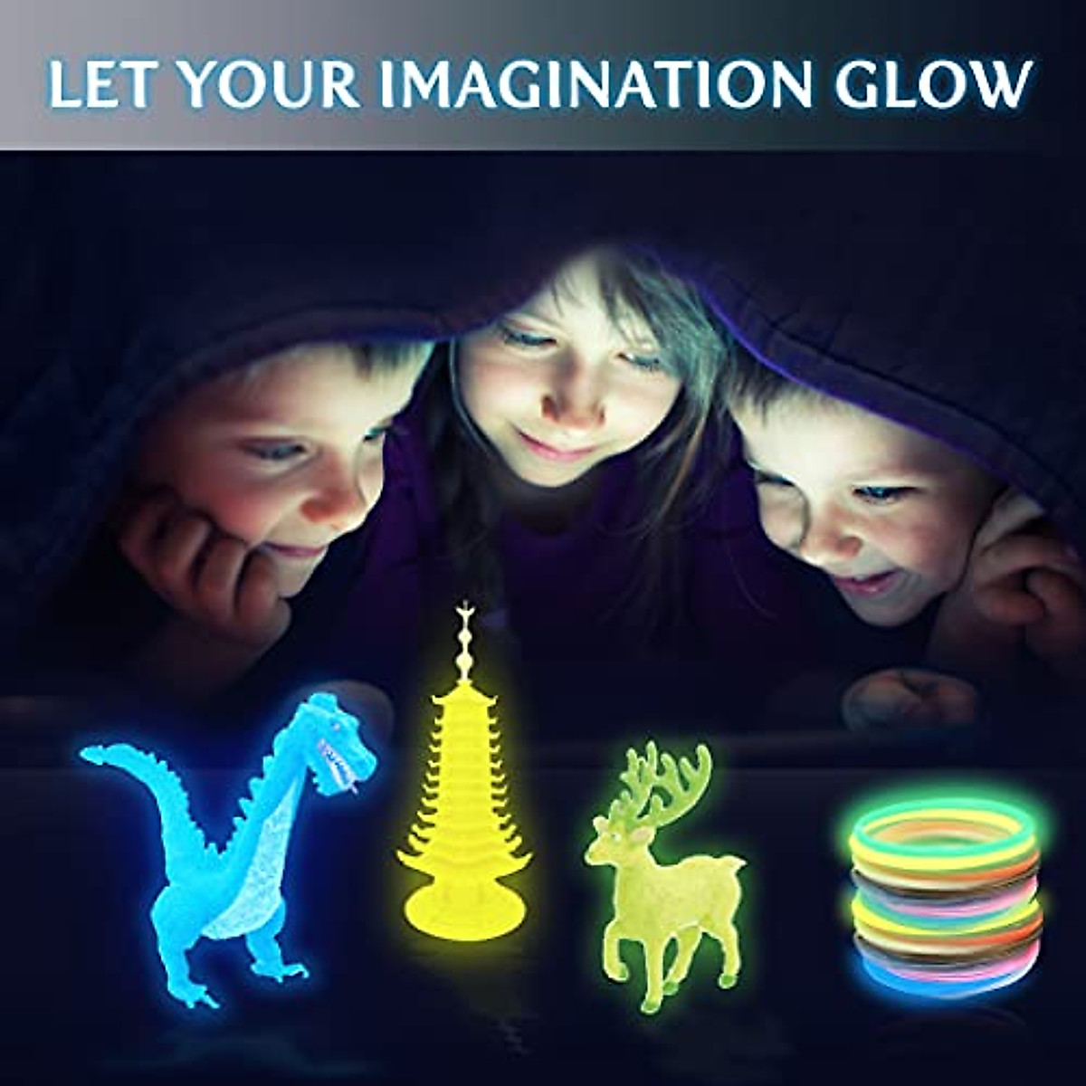 28 Colors, 3 Colors Glow in The Dark, Extra Long 3D Pen/Printer Filament 560 Feet, Premium PLA, Each Color 20 Feet, Bonus 100 Stencils Ebook Included by So Nice