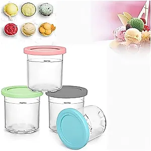VRINO Creami Pints and Lids, for Ninja Pints,16 OZ Ice Cream Pint Airtight and Leaf-Proof Compatible with NC299AMZ,NC300s Series Ice Cream Makers