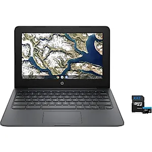 HP Newest Flagship Chromebook, 11.6" HD Screen, Intel Celeron Processor N3350, 4GB LPDDR2, 32GB eMMC, Online Class, Online Meeting, KKE 64GB MicroSD Card