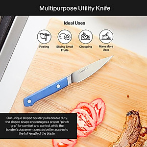 Misen 3.5-Inch Precision Paring Knife: Ideal for Fruits & Vegetables, High Carbon Stainless Steel, Ultra-Sharp, Includes Kitchen Blade Guard - Blue