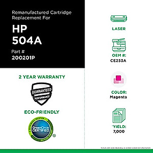 Clover Remanufactured Toner Cartridge Replacement for HP CE253A (HP 504A) | Magenta