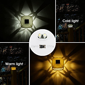 TWINSLUXES Solar Post Lights Outdoor 2 Modes Waterproof LED Solar Fence Cap Light for3.5x3.5 4x4 5x5 and 6x6 Post in Patio,Deck Walkway and Garden Decoration.(White 2 Pack)………