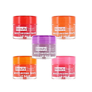 DEALPLUSDEAL Beauty Treats Moisturizing Fruity Lip Balm 6 Pcs Set Fruit Flavors Hydrating with Vitamin E Lip Care Fruity lipblams 6