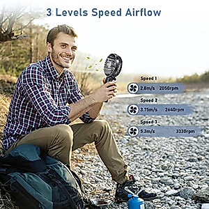 FARADAY Personal Hand Held Fan 4800mAh Travel Cooling Fan Powerful Small Portable Fans Rechargeable Battery Operated Desktop Table Fan for Traveling Hiking, 3 Speed, 6-21 Hours,Black
