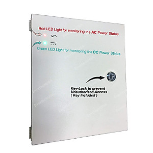 Evertech 8 Channel 9 Port Power Box Security Camera 12V DC 5A Amper CCTV DVR Power Supply Switch Box Key Locked with 9 Pcs. Male Power Jack (9 Port)