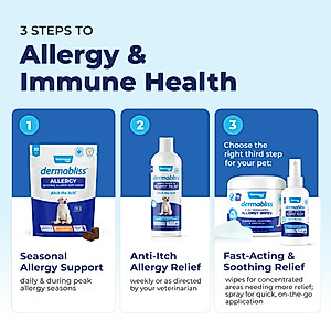 Vetnique Dermabliss Dog Allergy Relief & Immune Support Supplement Allergy Chews for Dogs Itching and Licking with Omega 3 Fish Oil & Probiotics for Itch Relief - Vet Recommended (30ct Chews)