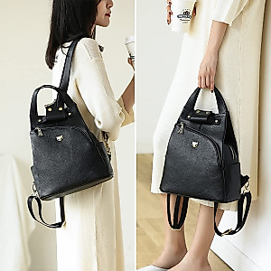 FOXLOVER Genuine Leather Backpack Purses for Women Ladies Fashion Designer Small Travel Bag Mini Daypack