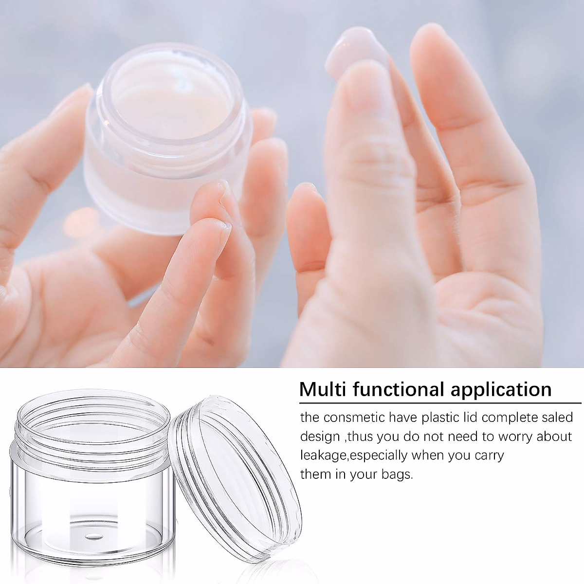 20 Pieces Round Pot Jars Plastic Cosmetic Containers Set with Lid for Liquid Creams Sample, 20 ml/ 0.7 oz (Clear Lid)
