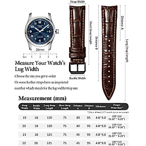 REZERO Leather Watch Bands for Men, Quick Release Watch Straps, Luxury Italian Alligator Grain Embossed Band Replacements 19mm 20mm 21mm 22mm