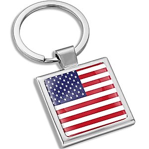 Biomar Labs® 3D Metal Keyring Key Chain Gift Men Women Keychain Giftbox USA United States America American Star National Flag KK 290