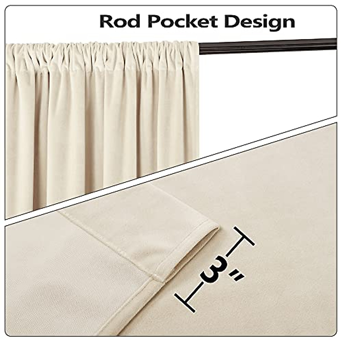 Haperlare Cream Velvet Curtains 84 inches Bedroom Room Darkening Curtains Luxurious Velvet Fabric Thermal Insulated Noise Absorb Window Dressing Christmas Decor for Party Film Room, 2 Panels