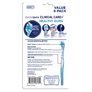 GuruNanda Butter On Gums Toothbrush with 8000+ Softex Bristles, Ultra Soft Bristles for Sensitive & Receding Gums, Perfect for Whiter Teeth, 6 Count