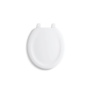 KOHLER 4648-0 Stonewood Toilet Seat Round,Wood Toilet Seat, Round Toilet Seats for Standard Toilets, Toilet Lid with Color-Matched Plastic Hinges, White