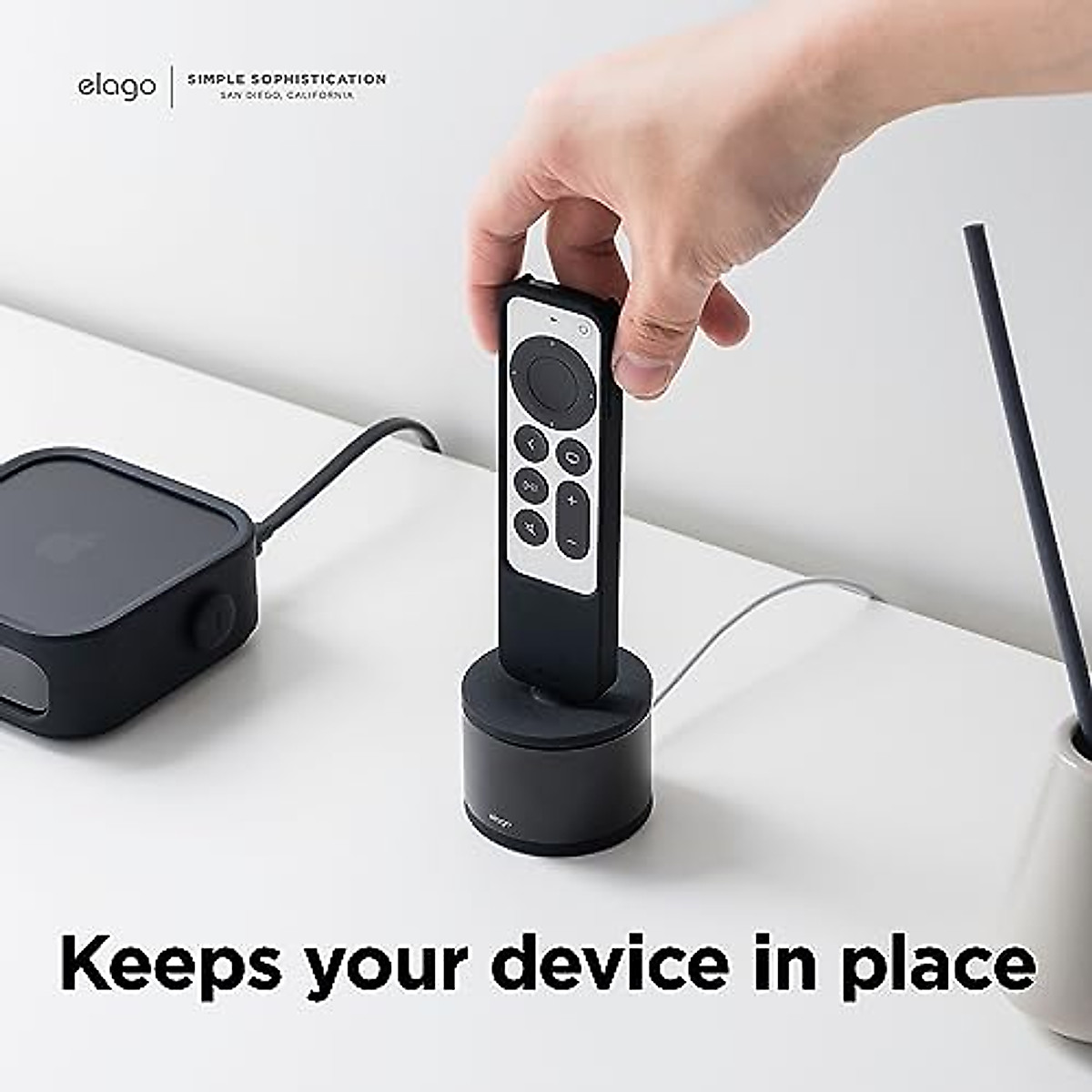 elago D Stand Charging Station Compatible with Apple Devices - Charging Dock Compatible with Apple TV Remote, Compatible with iPhone and More, Premium Aluminum, Cable Required (Black)