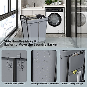 huyear Laundry Cart with Lockable Wheels 2 Section, 240L Large Capacity Commercial Laundry Sorter Rolling Laundry Cart with Sturdy Steel Frame and Removable Waterproof Bags, Laundry Hamper for Storage