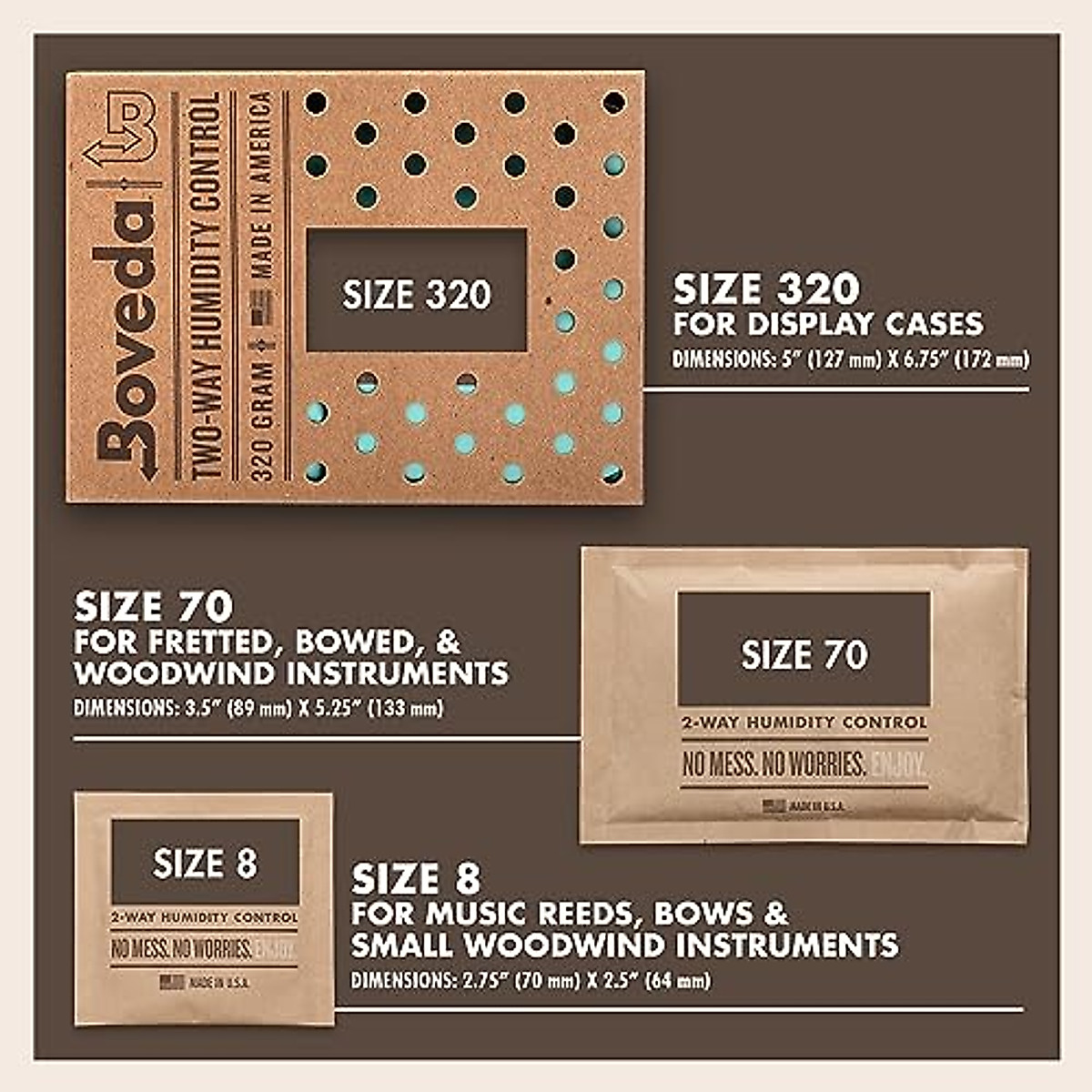 Boveda High-Absorbency 49% Two-Way Humidity Control Pack for Music Instruments in Extreme Humidity – Single – Size 40 – Prevents Warping & Cracking of Wooden Instruments – Individually Wrapped